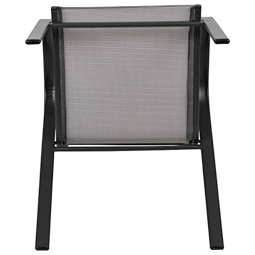 Flash Furniture Brazos Series Outdoor Stackable Patio Chairs with Flex Comfort Material, Stacking Outdoor Modern Sling Patio Chairs, Set of 4, Gray