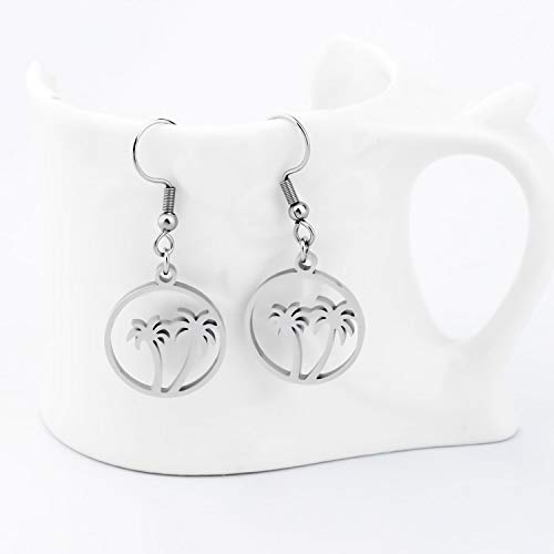 BEKECH Tropical Coconut Palm Tree Cut Out Earring Summer Beach Jewelry Holiday Bridal Beach Wedding Jewelry for Bridesmaid