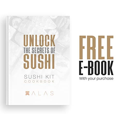 Sushi Making Kit- Complete Sushi Making Kit for Beginners & Pros Sushi Makers, Perfect Sushi Making Kitchen Accessories Like Sushi Knife, 2 Sushi Mats, Rice Bazooka, Dipping Plate, & More (Bamboo)