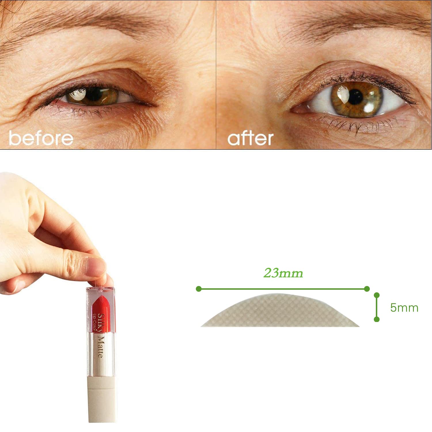 Eyelid Tapes, 288pcs x 5MM Self-Adhesive, Easy to Apply Make-up After Eye Charm on. Breathable, Waterproof, Naturally 48h Stay, for All Skin Colours, Great Make up Tool