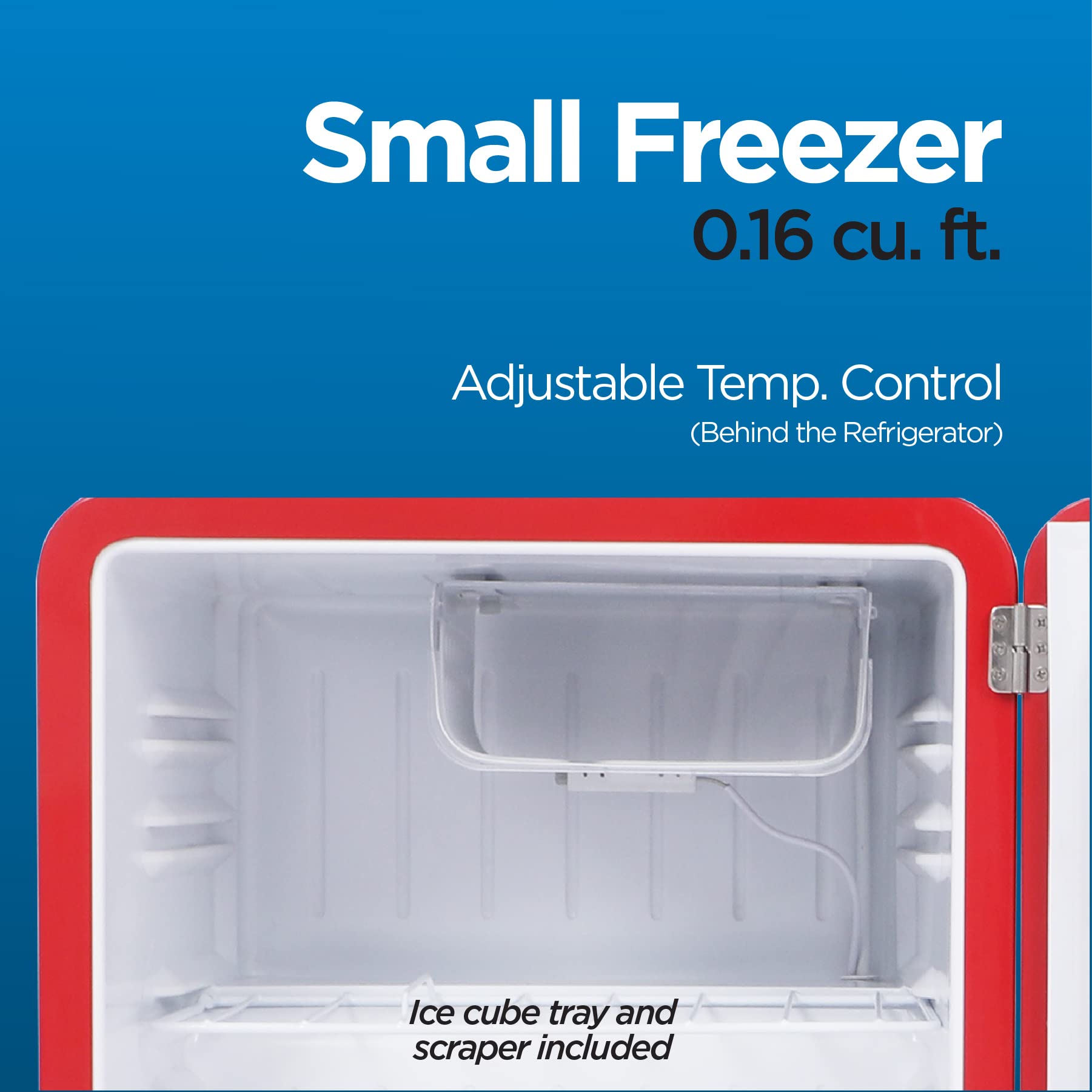 Commercial Cool 1.6 Cu. Ft, Vintage Style, Retro Fridge with 1 Slide-Out Wire Shelf & Bin Storage, Small Refrigerator with Freezer, Red