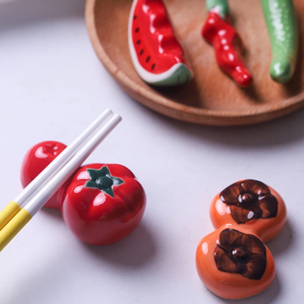 Ceramic Chopstick Holder Creative Fruit Chopstick Rest Spoon Fork Knife Rack Table Decor 6PCS