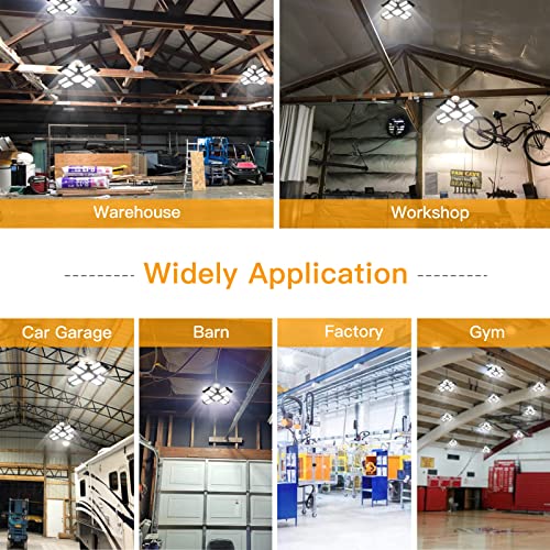 Led Garage Light 180W, 18000LM LED Garage Ceiling Lighting with E26/E27 Ceiling Shop Work Lamp, 6500K Deformable LED Shop Light with 12+1 Adjustable Panels Lights for Garage, Workshop, Attic, Basement