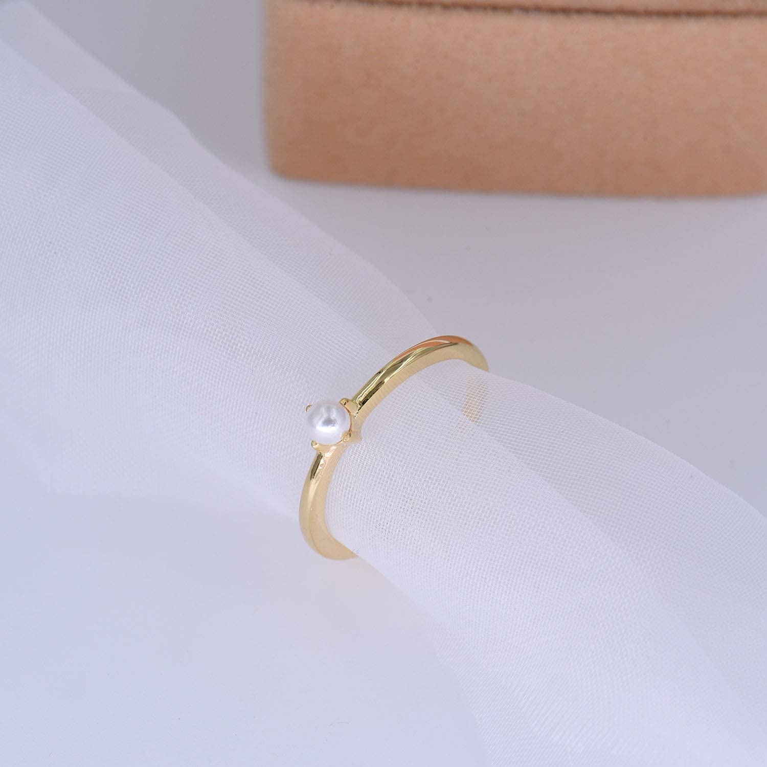 BLOSSOM & HUE Mini Pearl Ring - 18K Gold Vermeil - Size 7 - Minimalist Band