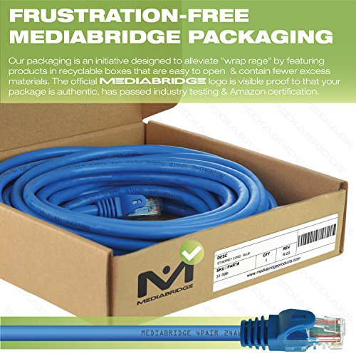 Mediabridge⢠Ethernet Cable (25 Feet) - Supports Cat6 / Cat5e / Cat5 Standards, 550MHz, 10Gbps - RJ45 Computer Networking Cord (Part# 31-399-25X)