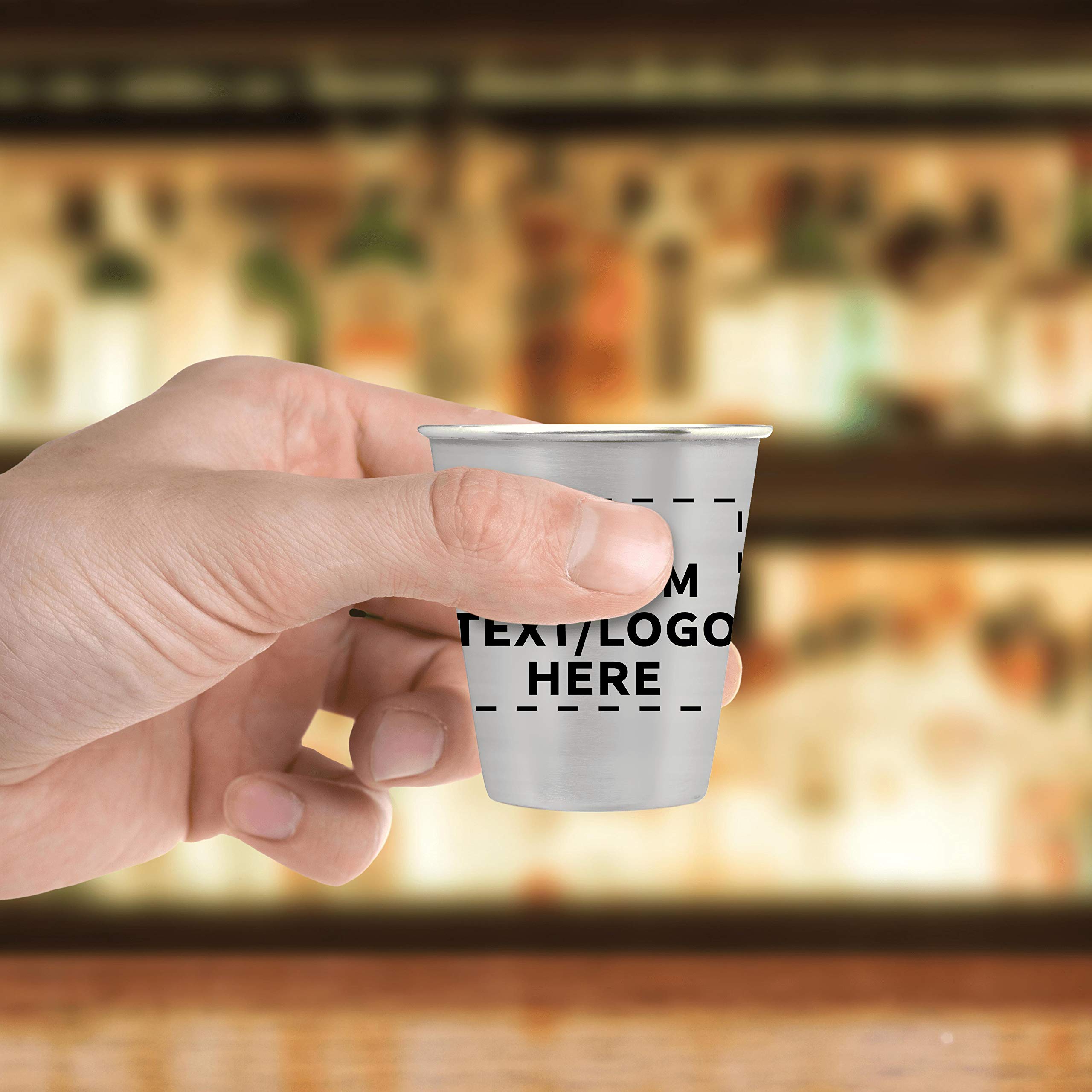Custom Metal Shot Glasses 2.5 oz. Set of 10, Personalized Bulk Pack - Great for Weddings, Birthdays, Parties - Stainless Steel