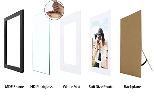 Picrit 8x10 Picture Frame Set of 12, Display 5x7 with Mat or 8x10 Without Mat, Photo Frames for Wall Mounting or Table Top Display, Black.