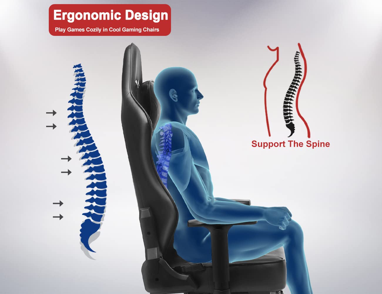 SITMOD Gaming Chairs for Adults Computer Chair with Footrest Racing Lumbar Support Gamer Chair Comfy Massage PC Leather Ergonomic Chair High Back Reclining Adjustable Swivel Video Game Chairs