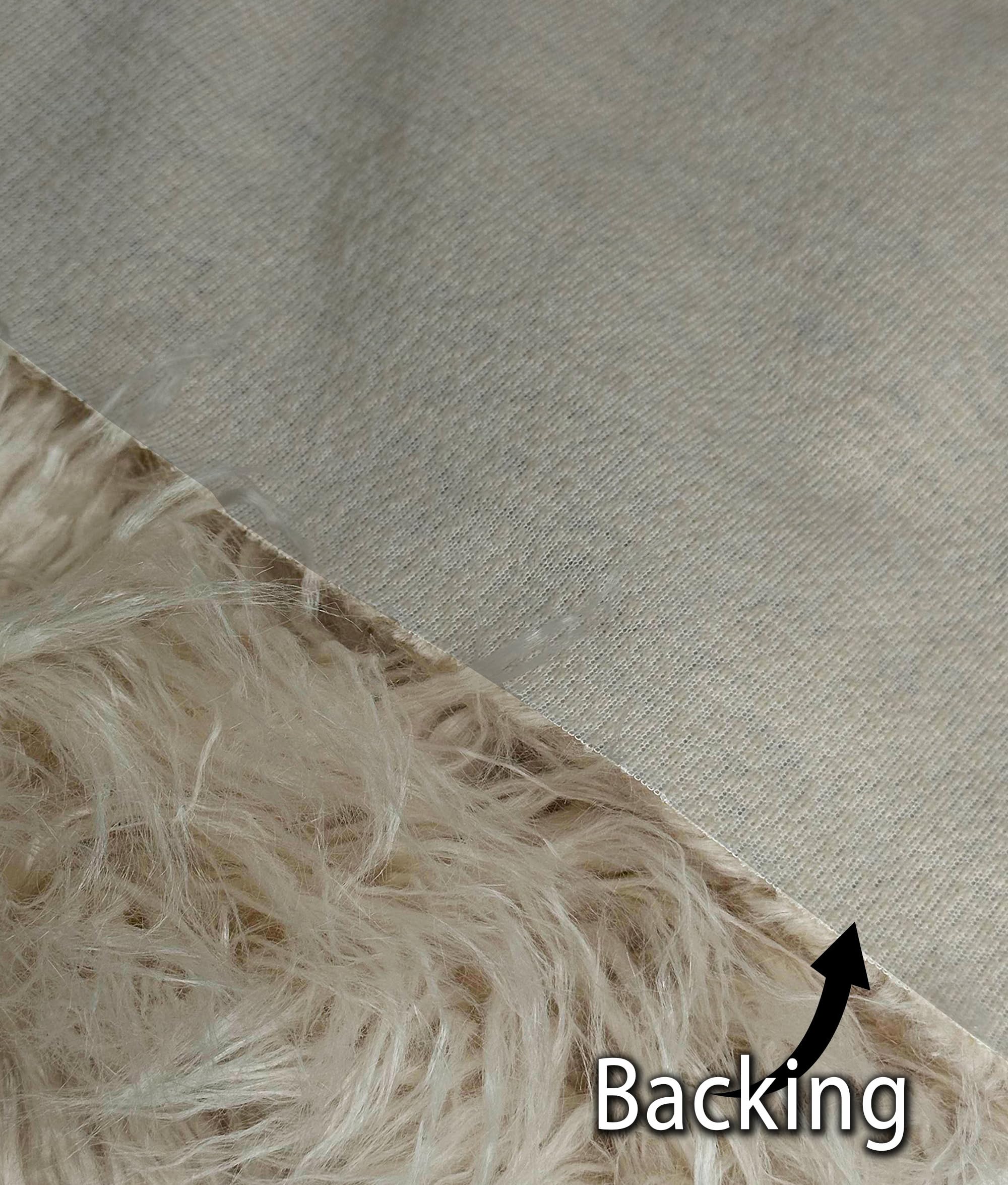 Fabric Empire 2.3oz Faux Curly Yak Fur Fabric 3.5" Long Pile Japanese Yarn / 58" Wide/Sold by The Continuous Yard (Latte Cream)