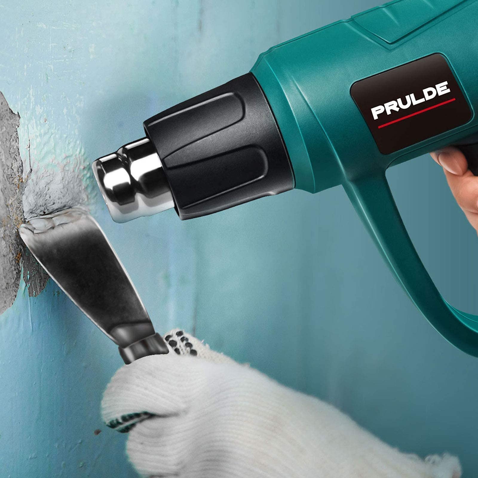 Electric Brad Nailer(1/4'' Narrow Crown Staples 400pcs and Nails 100pcs Included) and Variable Temperature Heat Gun with LCD Digital Display and 6 Nozzles Attachments