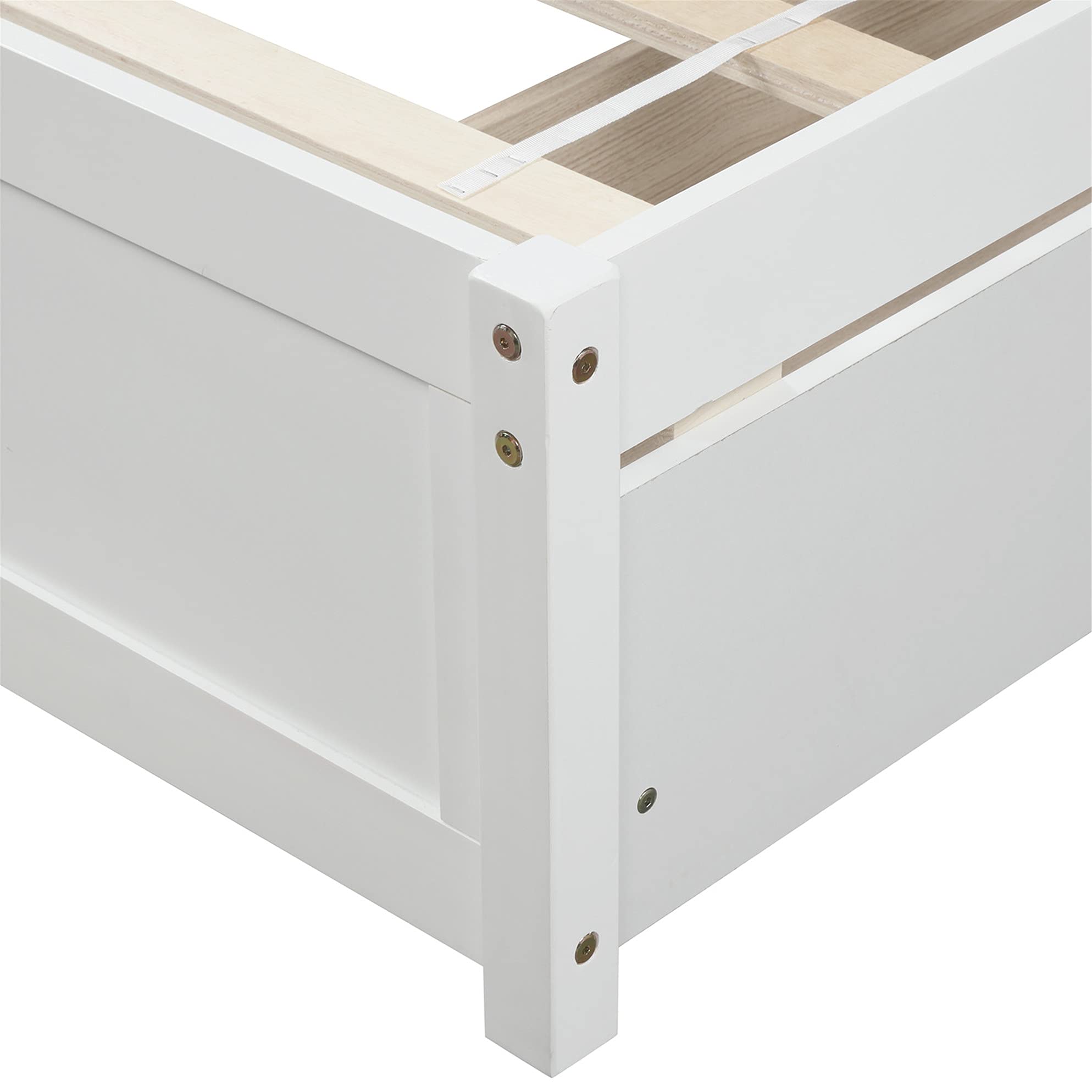 Harper & Bright Designs Twin Bed Frame with Drawers, Wooden, White