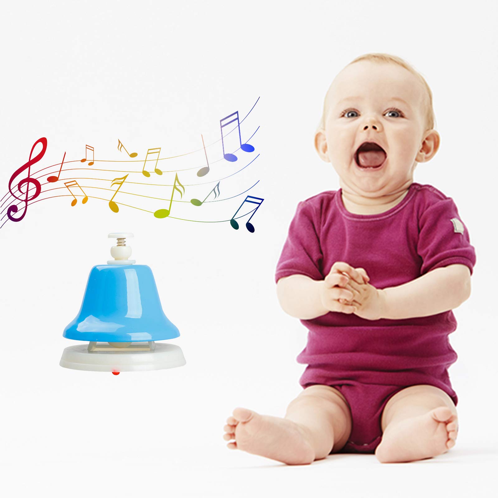 SHINLEYPACK Desk Bells Hand Bells for Kids,8 Notes Diatonic Colorful Metal Music Bells Percussion Instrument Musical Teaching Chromatic Birthday Gift for Children