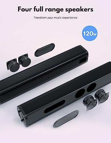 Puxinat 2 in 1 Separable Sound Bars for TV with Subwoofer, Bluetooth 5.0 Surround Sound System for Home Theater, ARC/Optical/Aux/USB TV Speaker, Treble/Bass Adjust, 10 EQ Modes, Remote Included