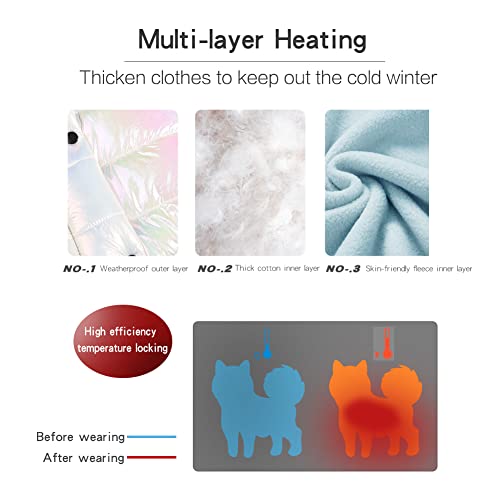 Mitili Warm Dog Jacket in Winter Pet Cold Waether Coats, Dogs Clothes with D-Ring Collar, Waterproof Reflective Dog Vest Coat with Double Row Zip for Small Medium Large Pet (Small, Colorful White)