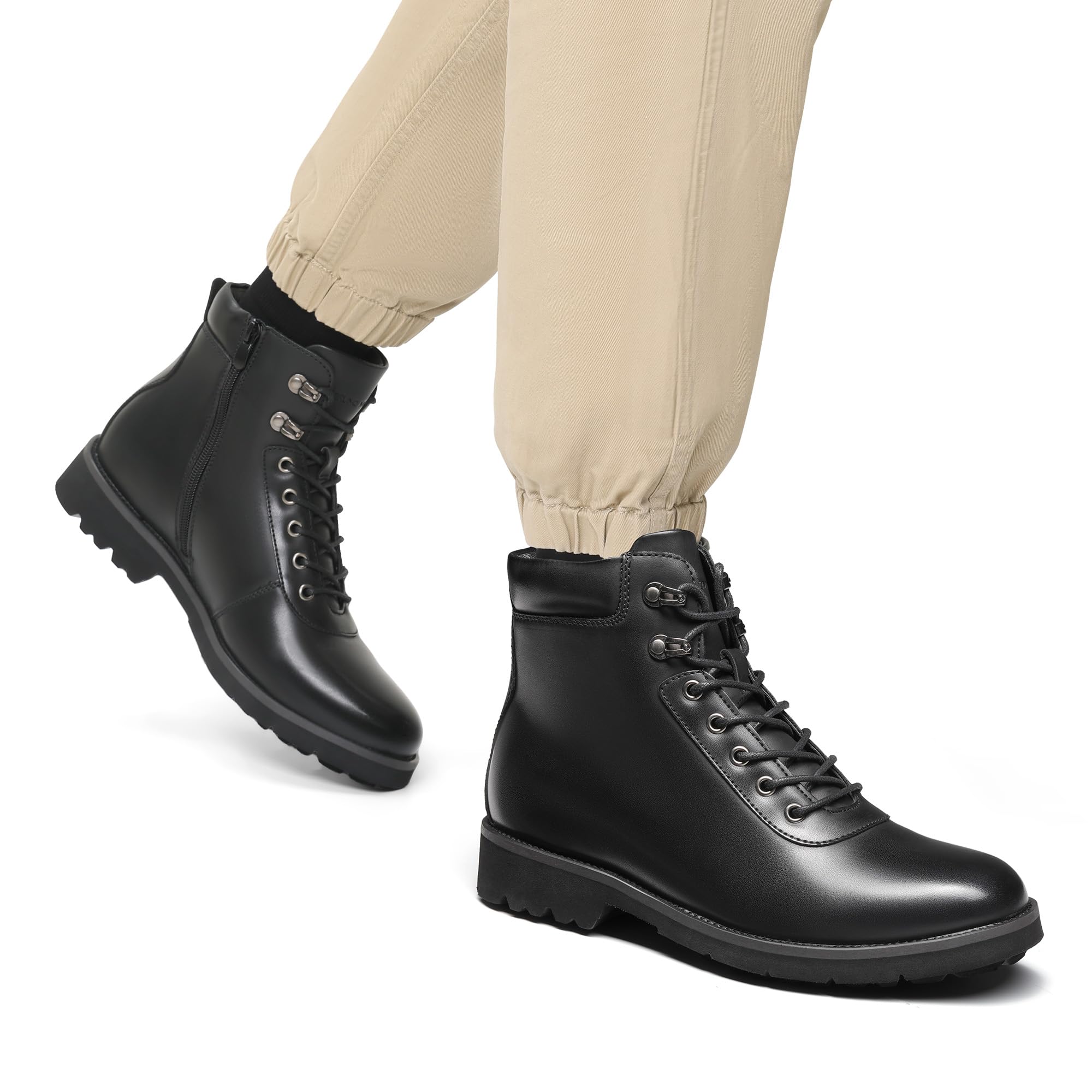 Bruno Marc Men's Motorcycle Boots Oxford Dress Boot Black