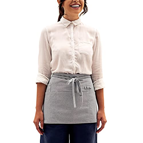 MEEMA Blue Half Apron with Pockets | Upcycled Denim and Cotton | Ideal for Restaurant Unisex Waitress Apron | 23X13 in, One Size Fits All