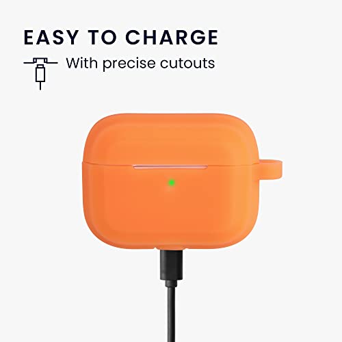 kwmobile - Case Compatible with Apple Airpods Pro - Case Glow in The Dark Cover Made of Silicone - Orange