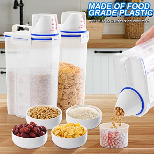 HNNJCK 3 Liter Rice Storage Container Rice Dispenser, 5lbs Cereal/Flour/Sugar/Dry Food/Oatmeal Containers with Lids for Pantry & Kitchen, Plastic Air Tight Pet/Dog/Cat Food Storage Container