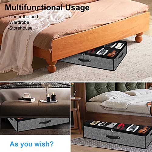 Meerainy Under Bed Shoe Storage Organizer for Closet 2 Pack- Fits 24 Pairs Underbed Shoes Container Boxes with 2 Sturdy Handles and Clear Window,Foldable Shoe Rack Holder,Black