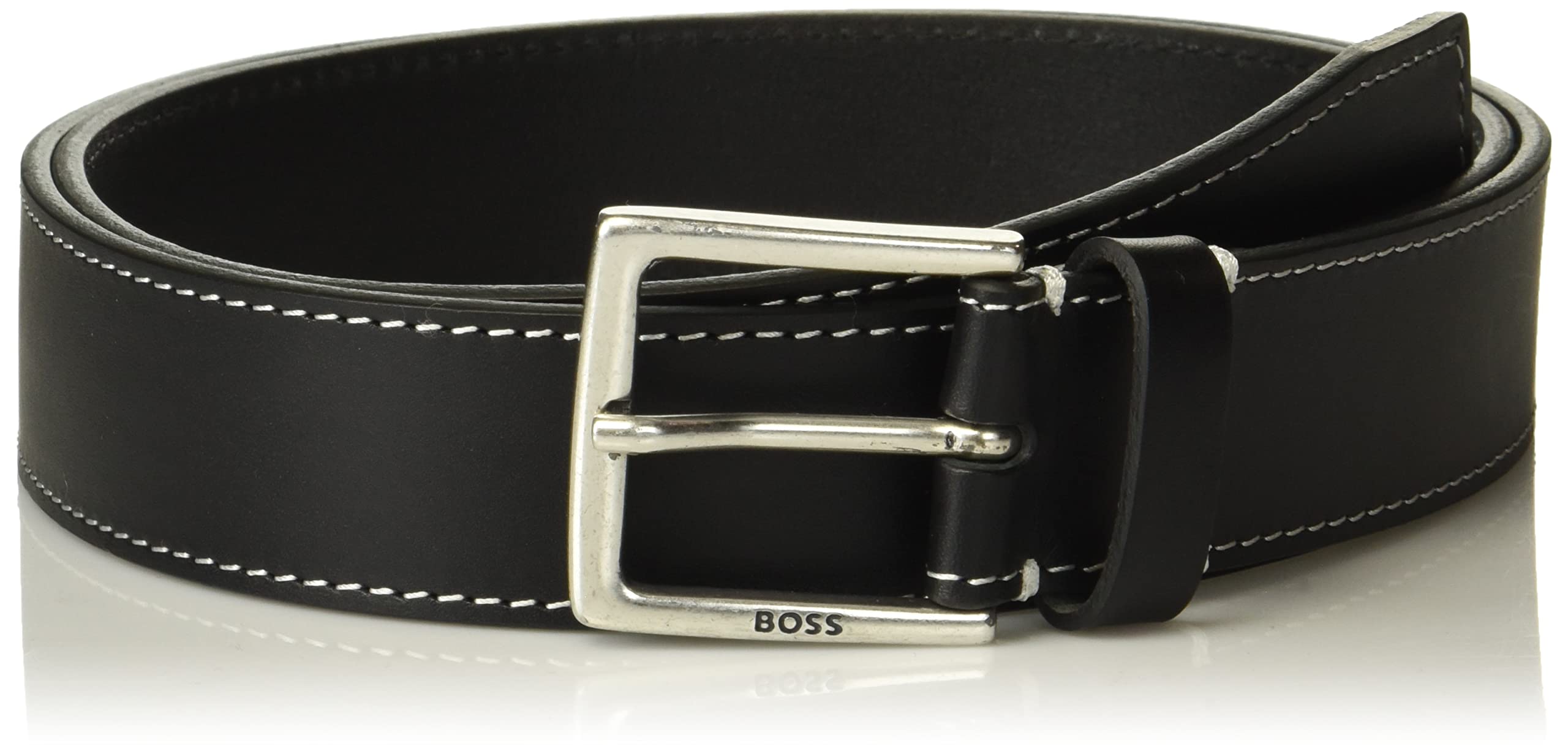BOSS Contrast Stitch Smooth Leather Belt