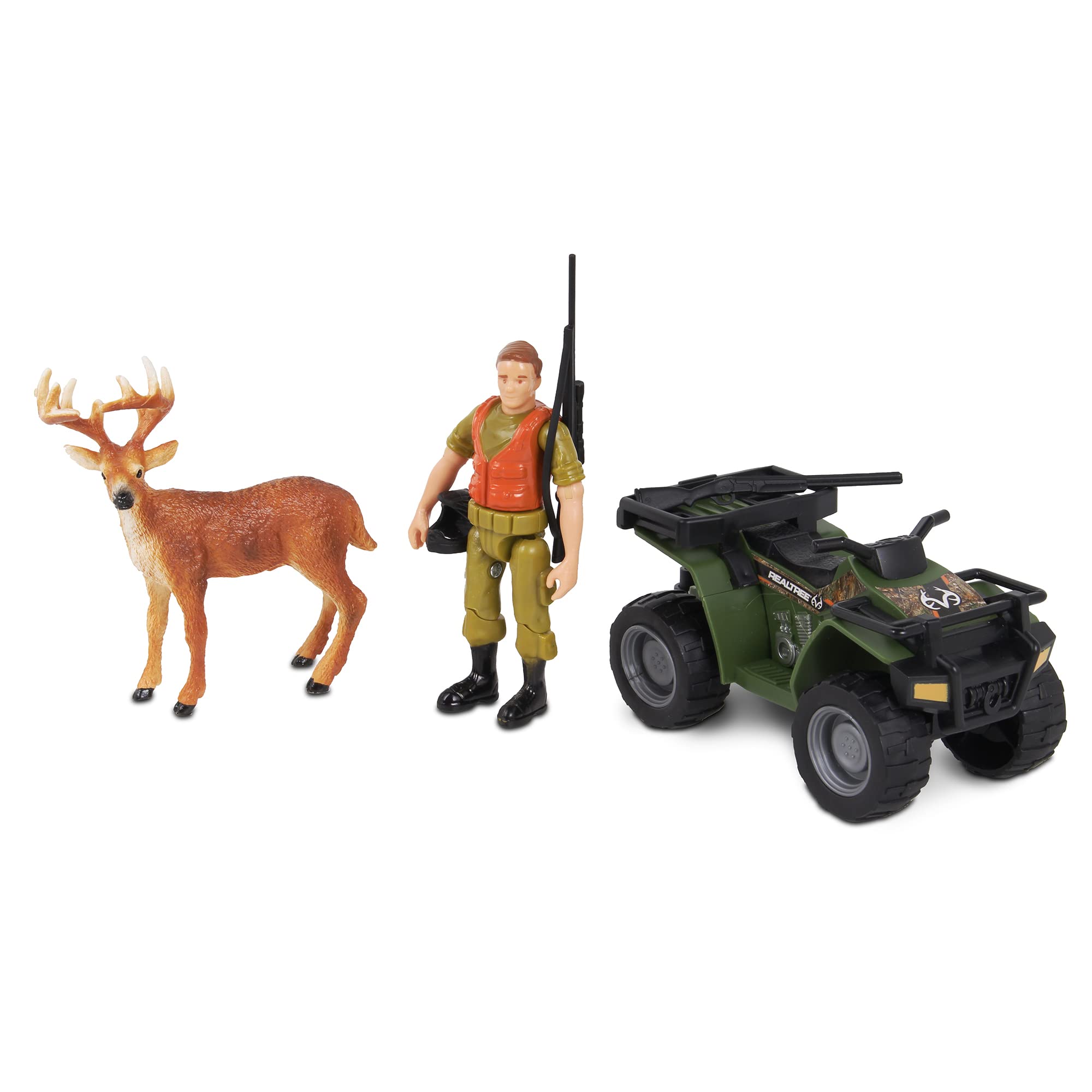 NKOK Realtree 1:18 Free-Wheel Playset 6pc ATV Hunter & Buck, Allows Children to Pretend Play and Use Their Imagination, for Ages 3 and up