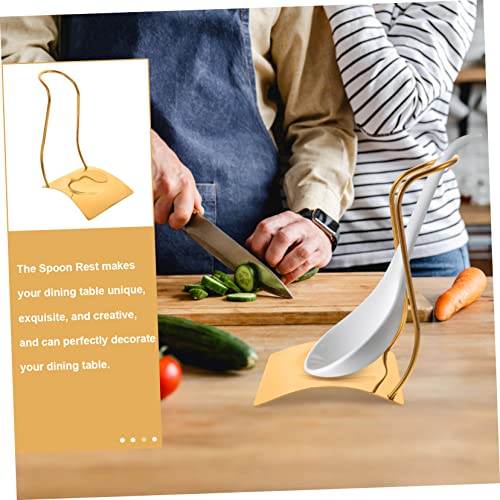 DOITOOL Integrated Spoon Rest Upright Spoon Rest Sturdy Spoon Holder Black Flatware Spoon Holder for Stovetop Ladle Delicate Spoon Holder Colander Stainless Steel Household