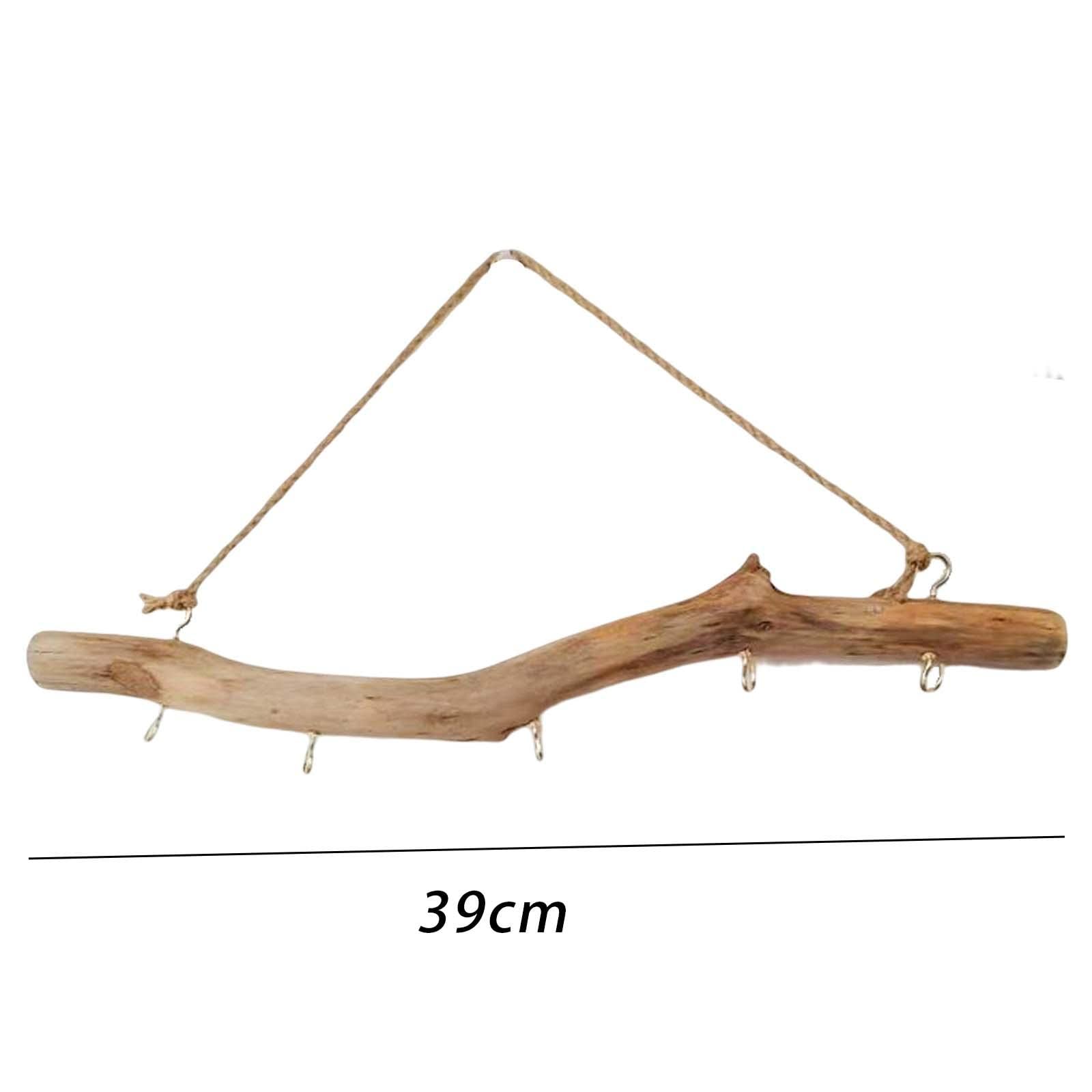Gralara Wooden Hook Wall Mounted Driftwood Hook with Hooks Branch Hanger Rack for Small Item Key
