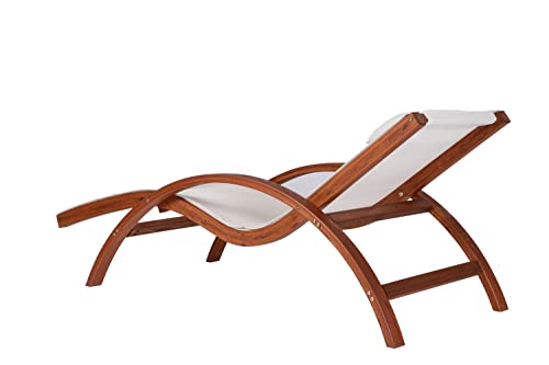 Island Umbrella NU6901 Island Retreat Bentwood Breeze Luxury Lounger with Wood Frame, Champagne