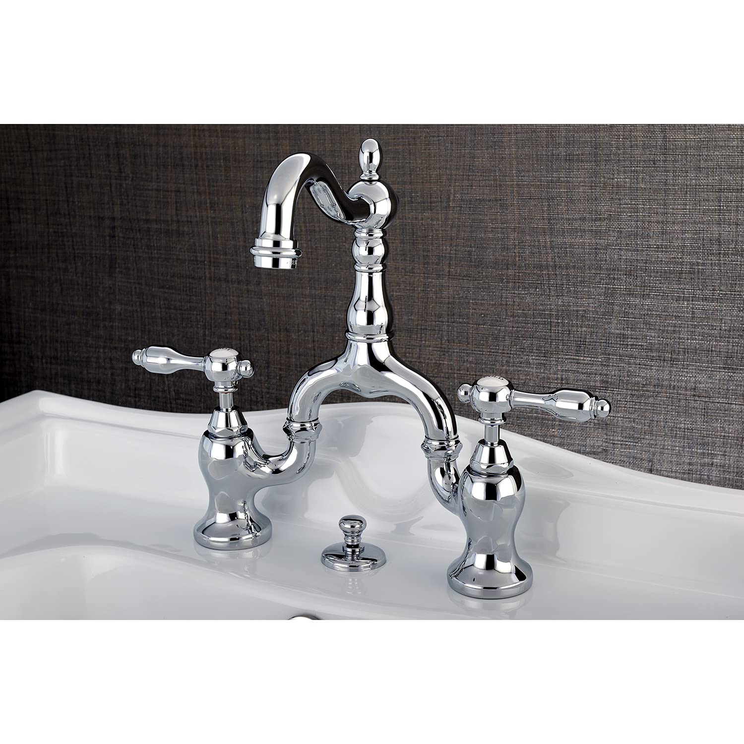 Kingston Brass KS7971TAL 4 3/4" in Spout Reach Bridge Lavatory Faucet with Brass Pop Up, Polished Chrome