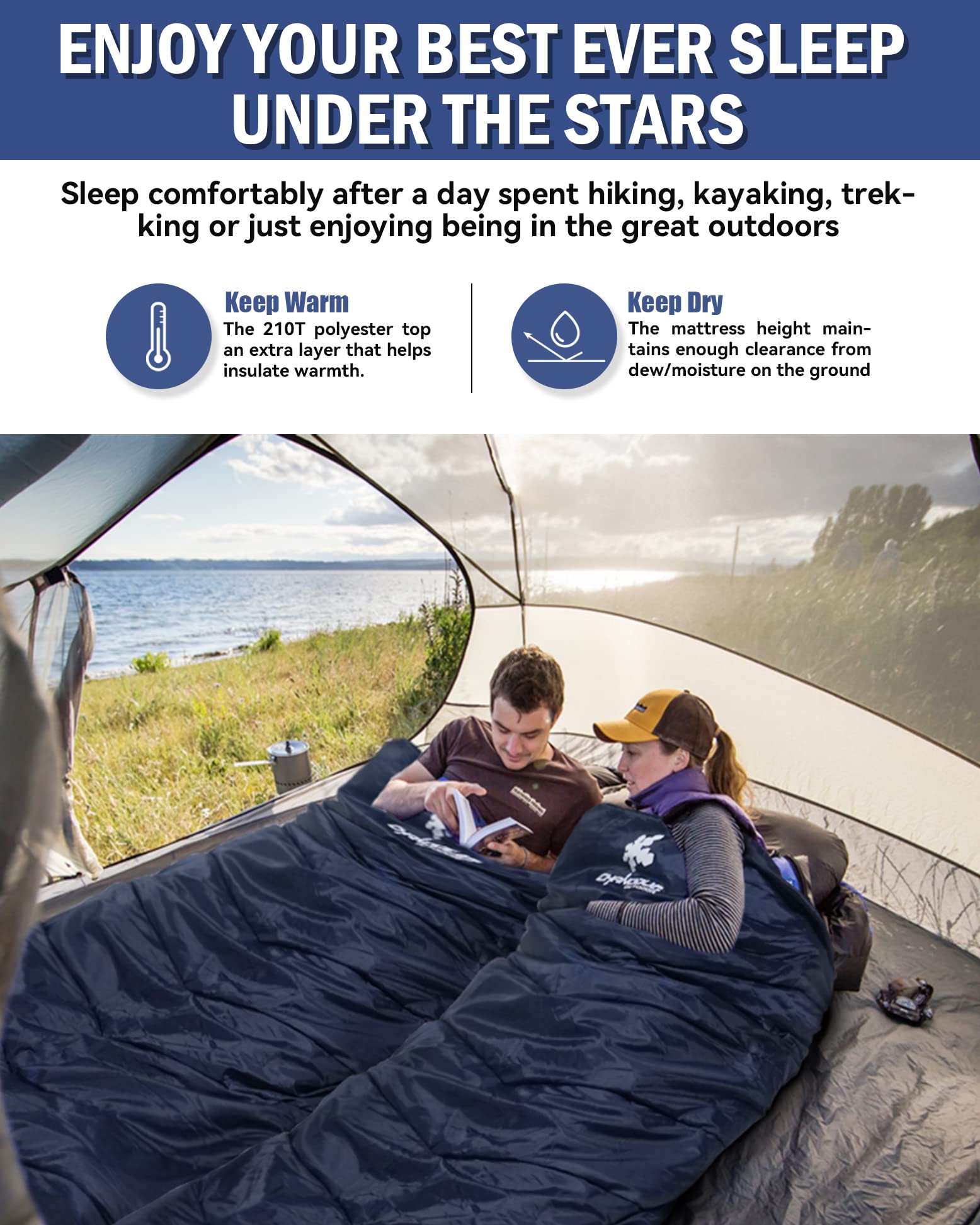 CHANODUG Camping Sleeping Bag for Adults and Kids -Lightweight Backpacking Sleeping Bags with Compression Sack - Portable Outdoor Hiking Survival Gear Waterproof Sleeping Bag for Warm & Cold Weather
