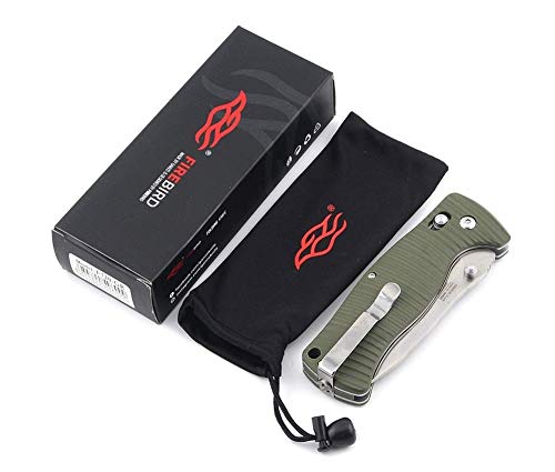 Ganzo G720-GR Tactical Folding Knife Window Breaker 440C Blade Army Green G10 Handle w/Paper Box & Draw String Bag G720