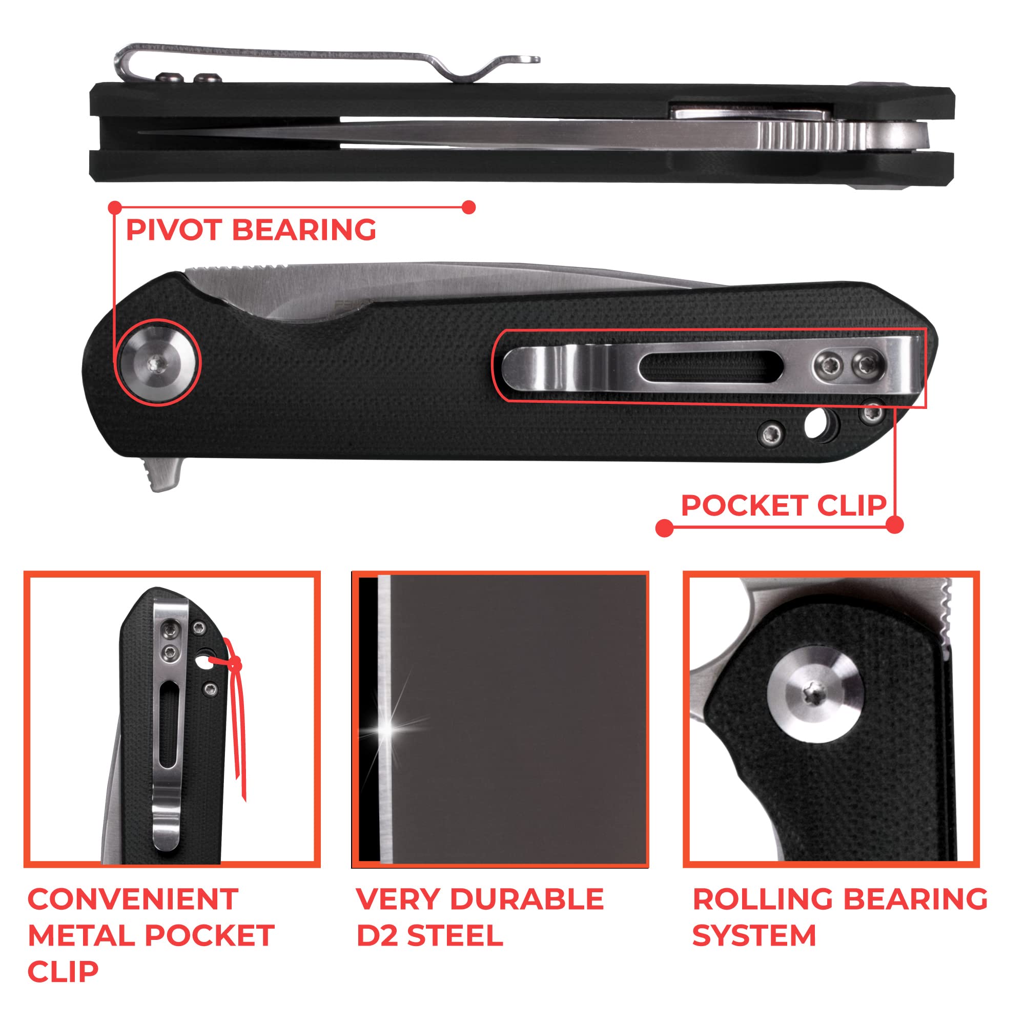 Ganzo Firebird FH41 BK D2 Steel Blade G10 handle Pocket Folding Knife EDC Tool