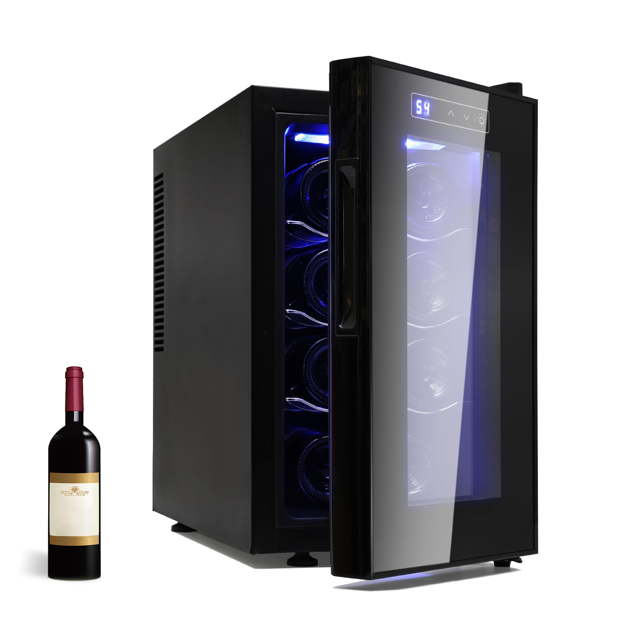 GEVEELIFE Wine Cooler Refrigerator, 8 Bottle Wine Fridge Small, Freestanding with Digital Temperature Control Mini Wine Fridge, Wine Cellar for Red, White, Champagne