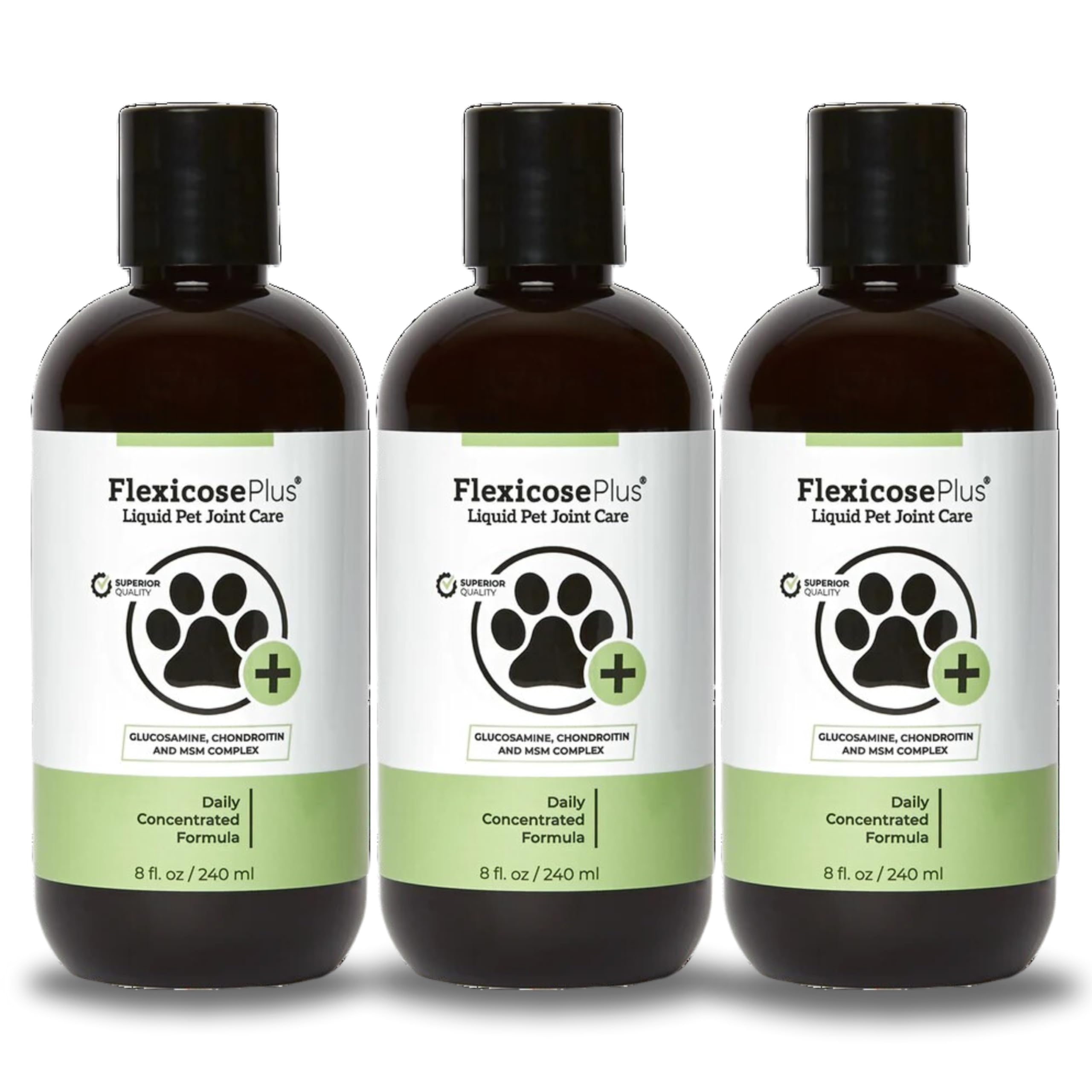Flexicose Pet Plus - Liquid Joint Care - 8 fl oz (3 Bottles ) - Dog Glucosamine & Chondroitin Liquid Supplement - Joint and Hip Vitamins for Dog Joint Pain Relief