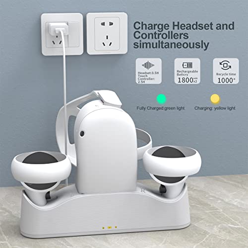 CHAOMEI Charging Dock for Oculus Quest 2 Magnetic Charging Station with 2 Color LED Indicator Light Wall Mount Magnetic Base Charger Charging Stand with USB-C Charge Cable
