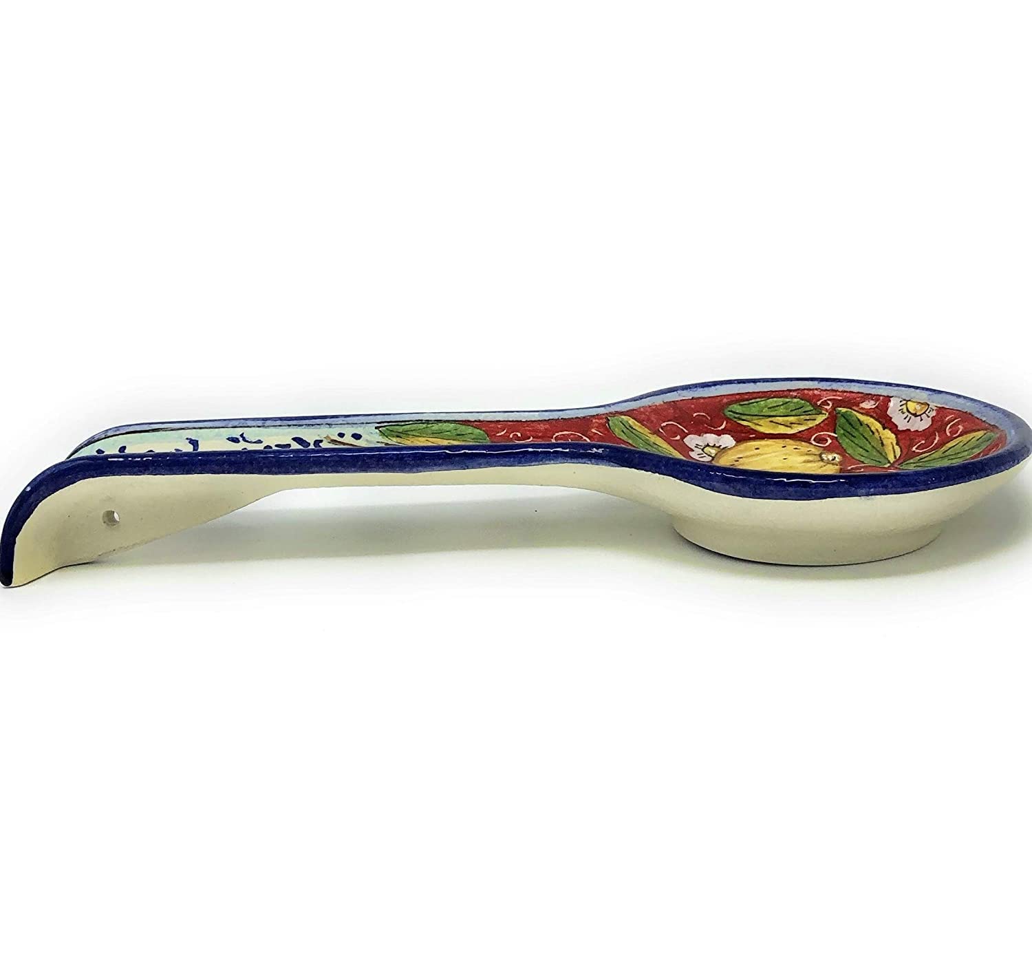 CERAMICHE D'ARTE PARRINI - Italian Ceramic Spoon Rest Holder Decorated Lemons Pottery Art Hand Painted Made in ITALY Tuscan