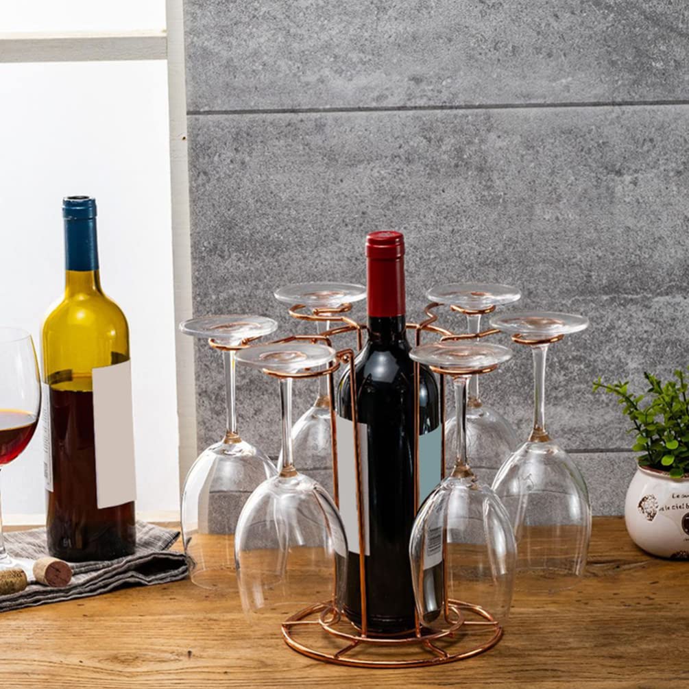 DOITOOL Metal Shelf Brackets Wine Glass Rack Countertop Wine Glass Holder Freestanding Stemware Storage Rack Wine Glass Stand Air Drying Tree Display Hanger for Home Bar Rose Gold Shelf Holders
