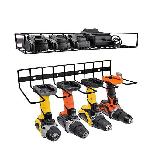 KENNEDICH Power Tool Organizer, Heavy Duty Tool Storage Holder, Wall Mounted Tool Kit Organizer Shelf for Cordless Drills, Handheld Power Tools Utility Racks for Men Dad