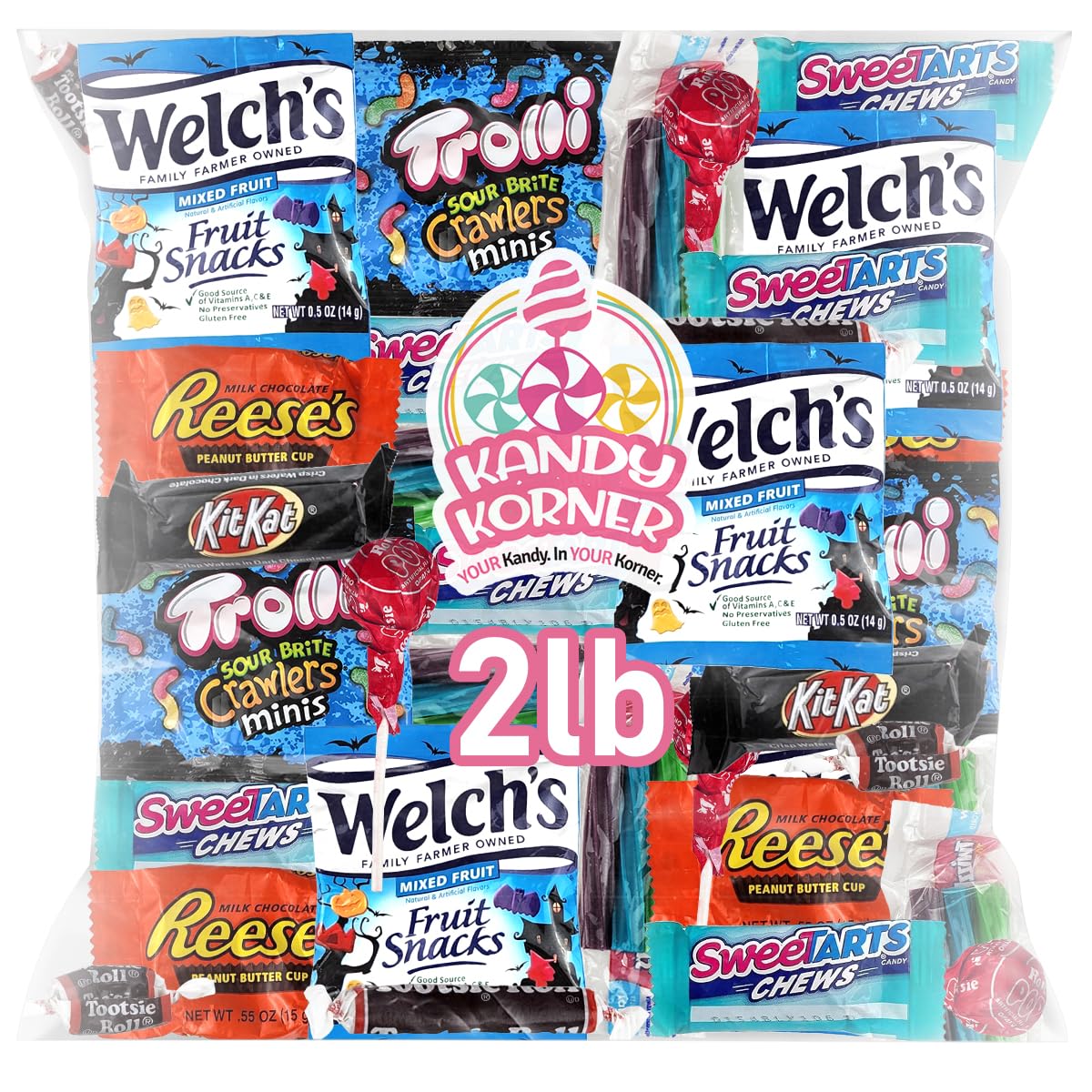 Candy Bulk Individaully Wrapped Assortment Mix - Fun Size Treats Chocolate Candy Variety Pack in a Box - Kit Kat, Dots, Welch’s, Sweets for Kids and Adults (2 LB)