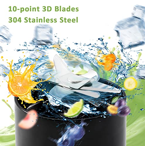 Portable Blender with Handle,32 Oz Portable Blender for Shakes and Smoothies,270 Watt Personal Blender with Rechargeable USB,10 Blades, Tritan BPA-free cup, Smoothie Blender for Home,Travel, Sports (Black)