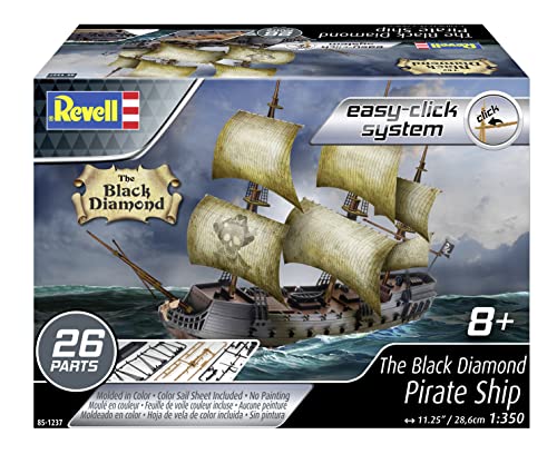 Revell 85-1237 Black Diamond Pirate Ship Kit 1:350 Scale Easy-Click-System 26-Piece Skill Level 2 Plastic Model Building Kit