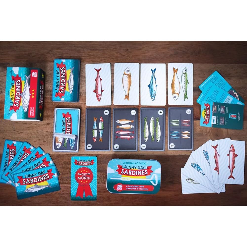 Sunny Day Sardines, Bite Sized Travel Card Game for 2 to 4 Players, Comes in a Mint Tin - 25th Century Games