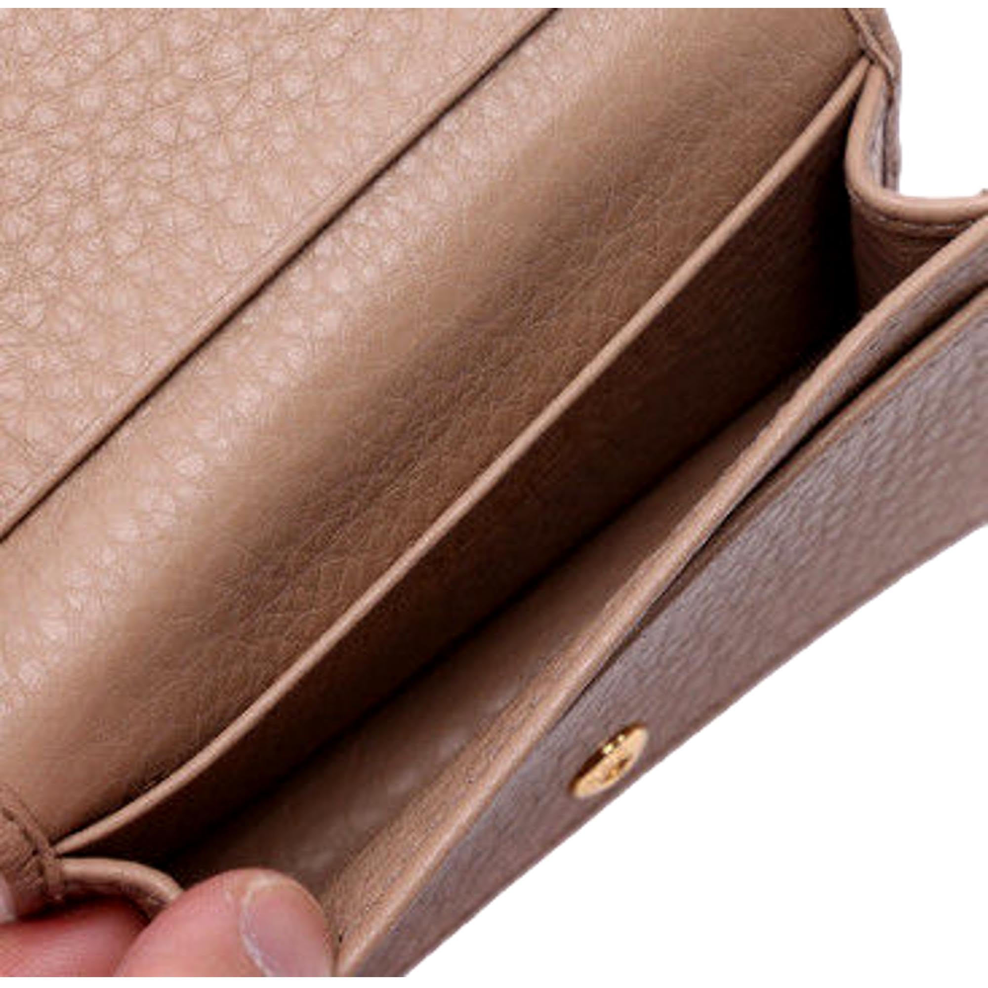 Prada Beige Vitello Grain Leather Credit Card Holder Small Wallet 1MC122