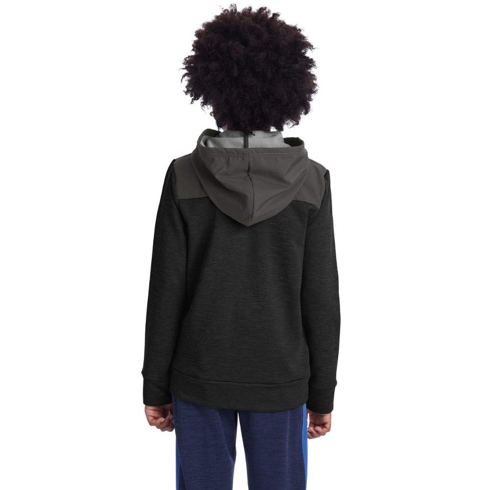 C9 Champion Boys' Tech Terry Woven Pieced Full Zlip Jacket, Ebony Heather/Charcoal, Extra Small