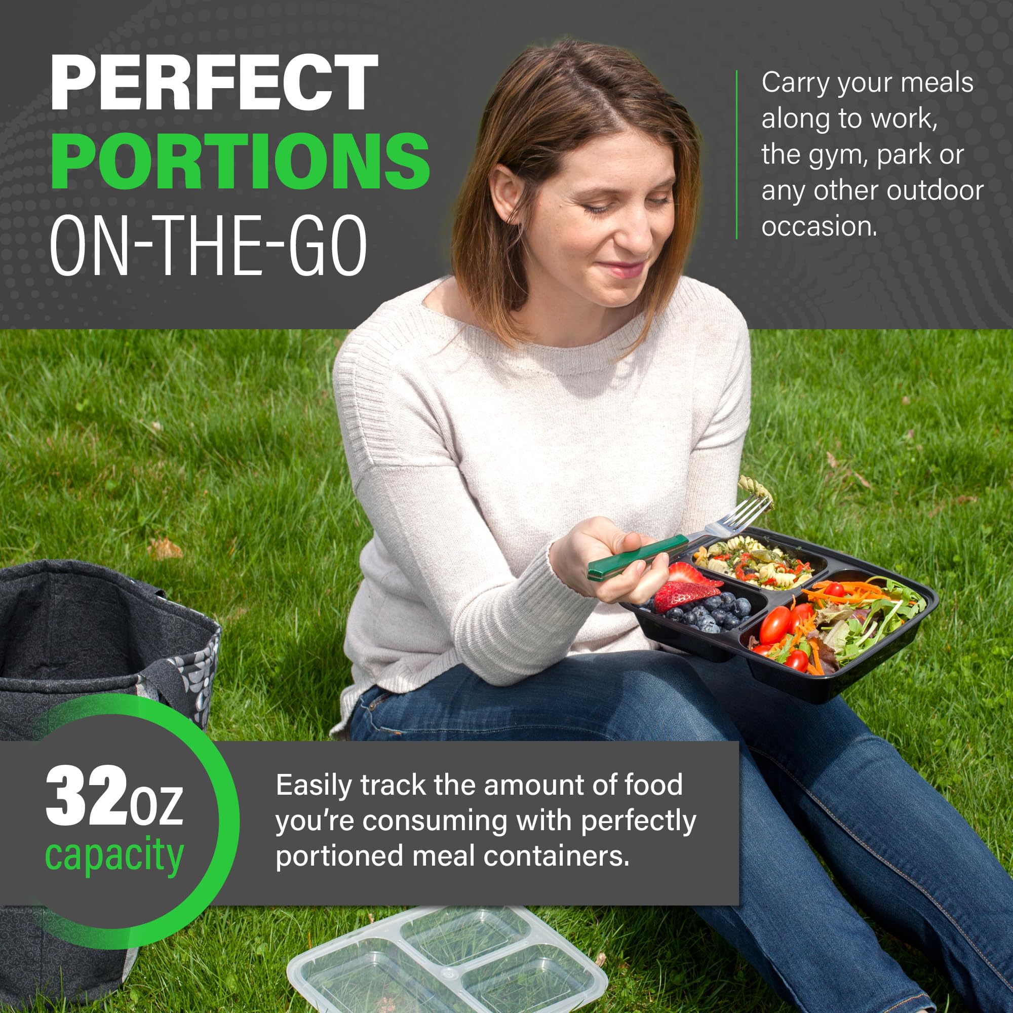 Ez Prepa - 10 Pack Bento Box Meal Prep Containers - Adult Bento Box & Lunch Box Containers - Dishwasher Safe Lunch Containers - Bento Lunch Box & Snack Containers - Meal Prep Container Microwave Safe