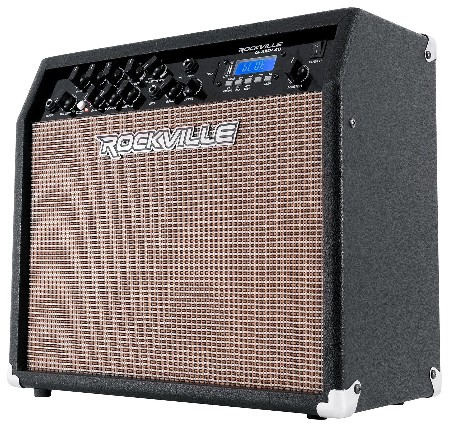 Rockville G-AMP 40 Guitar Amplifier 10" Speaker/Bluetooth/Mic in/USB/Footswitch,Black