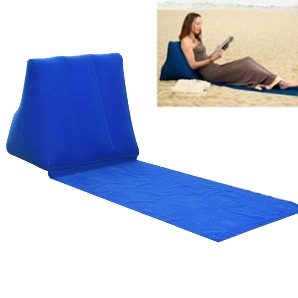 Beach Chairs with Backrest Inflatable Sun Lounger Beach Mat Waterproof Portable Travel Inflatable Lounger for Camping Picnic(Blue)