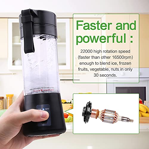 Portable Personal Mini Smoothie Blender: Single Small Size Fruit Juice Blender USB Rechargeable Shake Smoothies Mixer Battery Operated Individual Juicer Cup for Travel Camping Outdoor - Pink