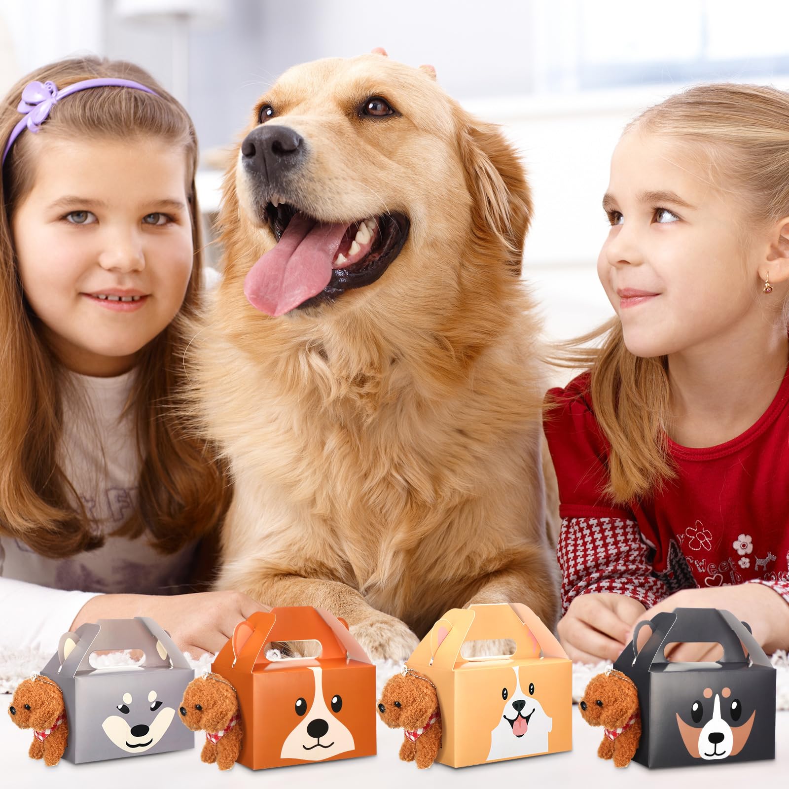 Fainne 24 Pcs Party Favors Boxes Treat Boxes Foldable Gift Boxes Candy Goodie Boxes Decorations Adopt Pet Gift for Birthday Wedding Bridal Shower Party Favors(Cute Dog)