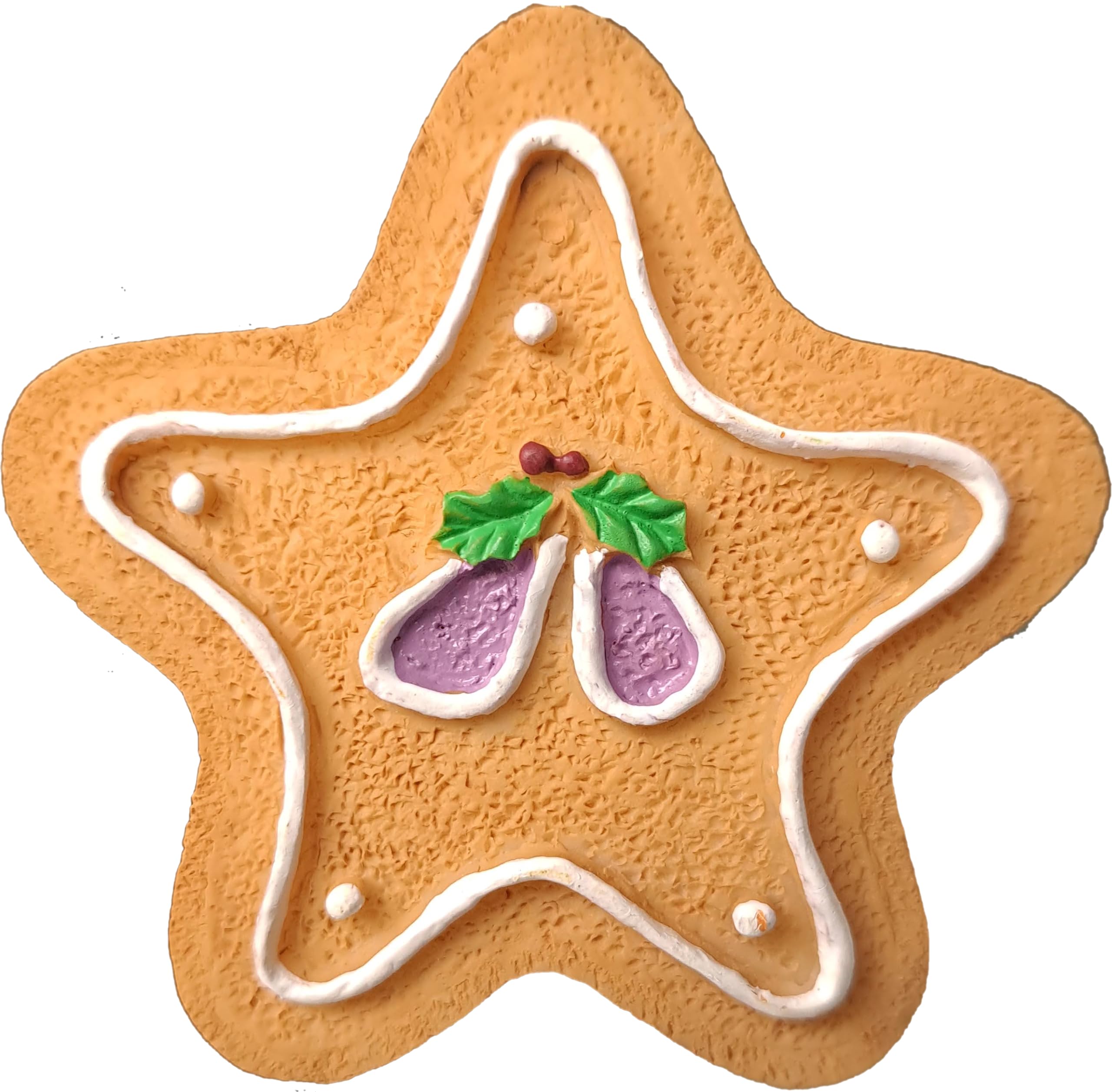 Christmas Ornament 4 piece Set, Festive Clay Decorations for Tree, Man, Boy, Girl, Star, Heart, Angel, and Frosted Gingerbread Cookie Designs - Rustic Shatterproof Classic Tree Decorations